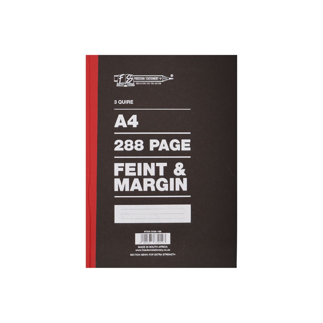 Hard Cover A4 288p 3 Quire Feint Ruled - Stationery Express